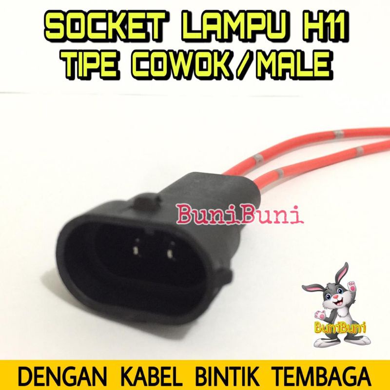 Jual Socket / Soket Bohlam Lampu H11 / H16 - HB3 - HB4 Tipe INPUT COWOK ...