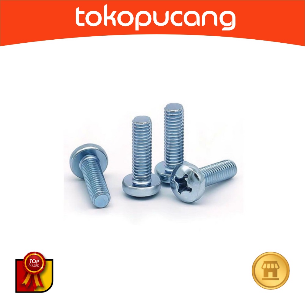 Jual Baut JP M5x20 100pcs Besi Galvanis Bulat M5 x 20mm warna putih ...