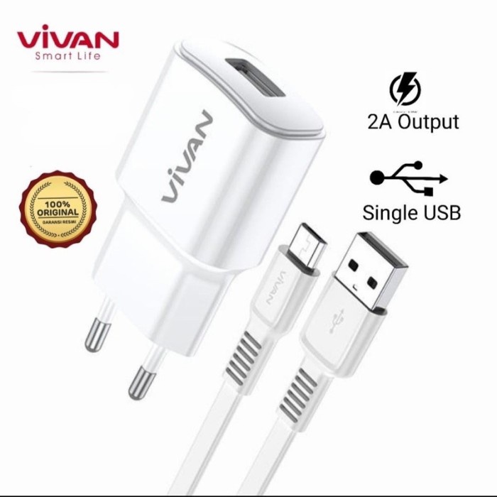 Jual cas Charger Casan VIVAN POWER OVAL 2s 2A With Cable USB Micro 1M ...
