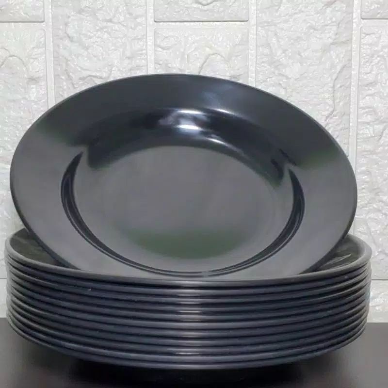 Jual HARGA GROSIR PIRING MELAMIN ASLI WARNA HITAM 6 PCS | Shopee Indonesia