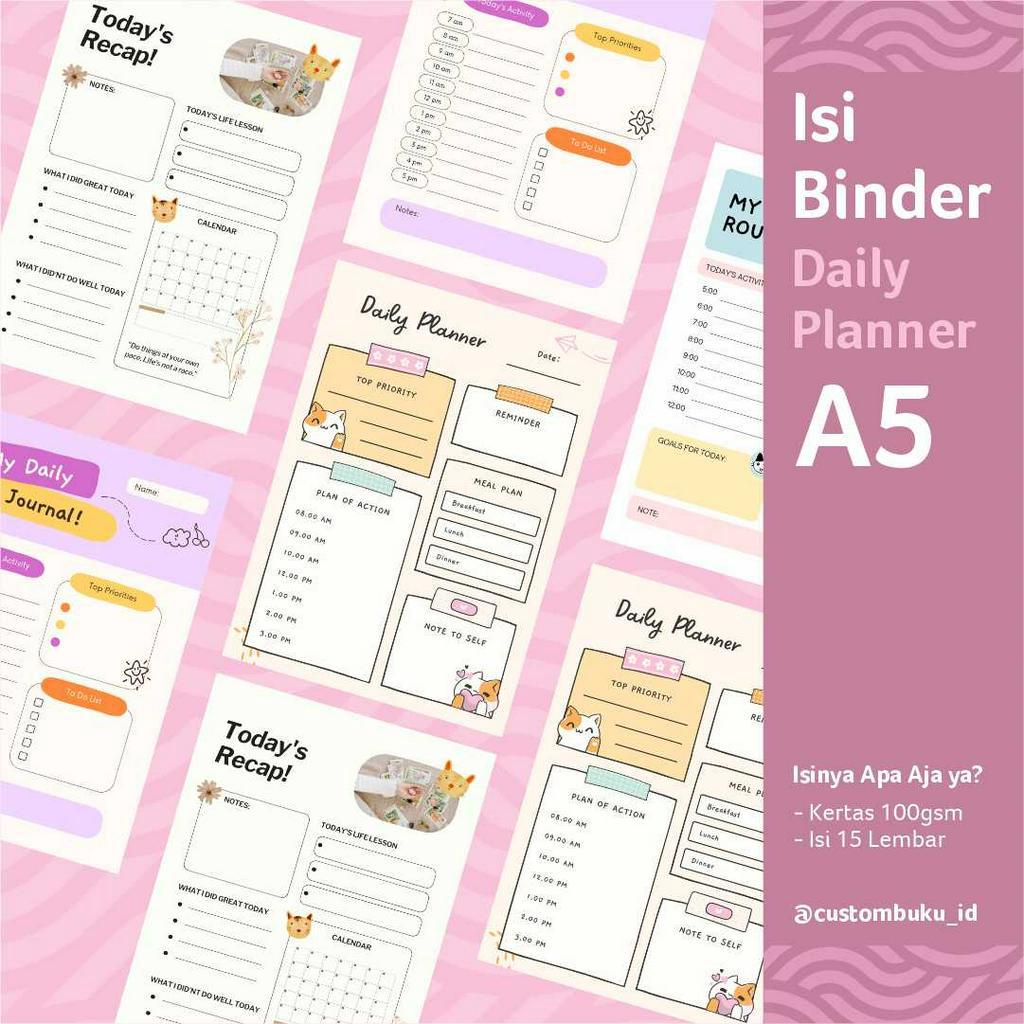 Jual Daily Planner Binder A5 - Kertas Binder A5 & Isi Binder. Daily ...