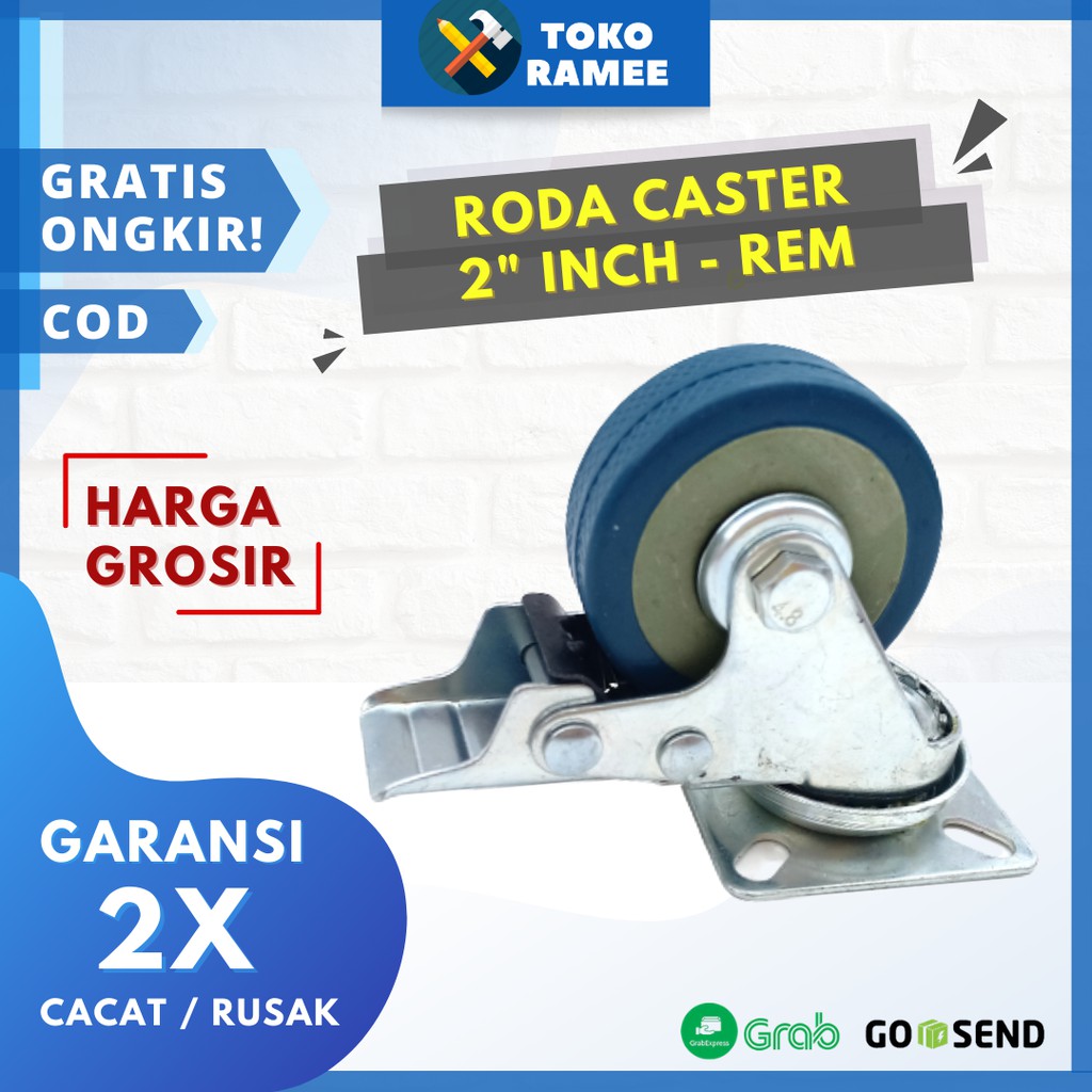 Jual Roda Rem 2" Inch Troli Caster Etalase Troly Karet Nylon Kulkas ...