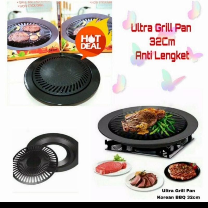 Jual teflon Ultra Grill Pan Round Grill 32cm Korean BBQ | Korean BBQ ...