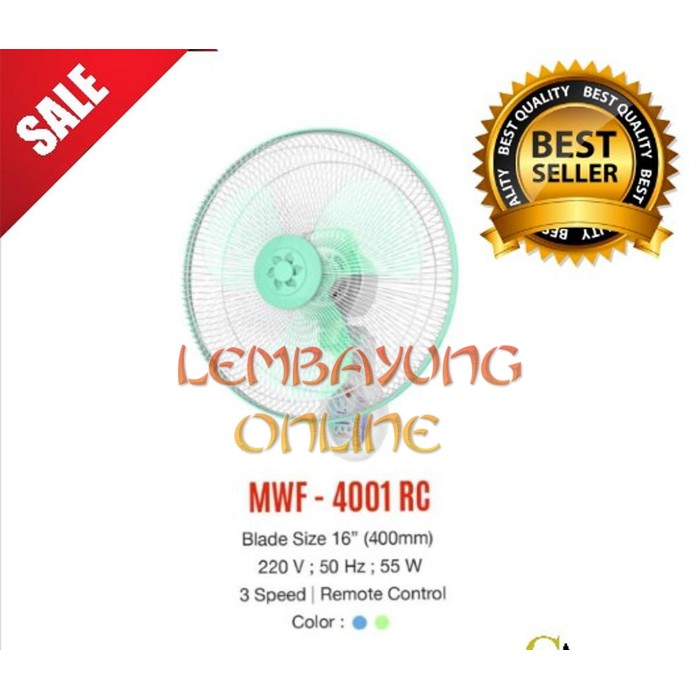 Jual MASPION MWF-4001 RC Wall Fan / Kipas Angin Dinding (Remot ...