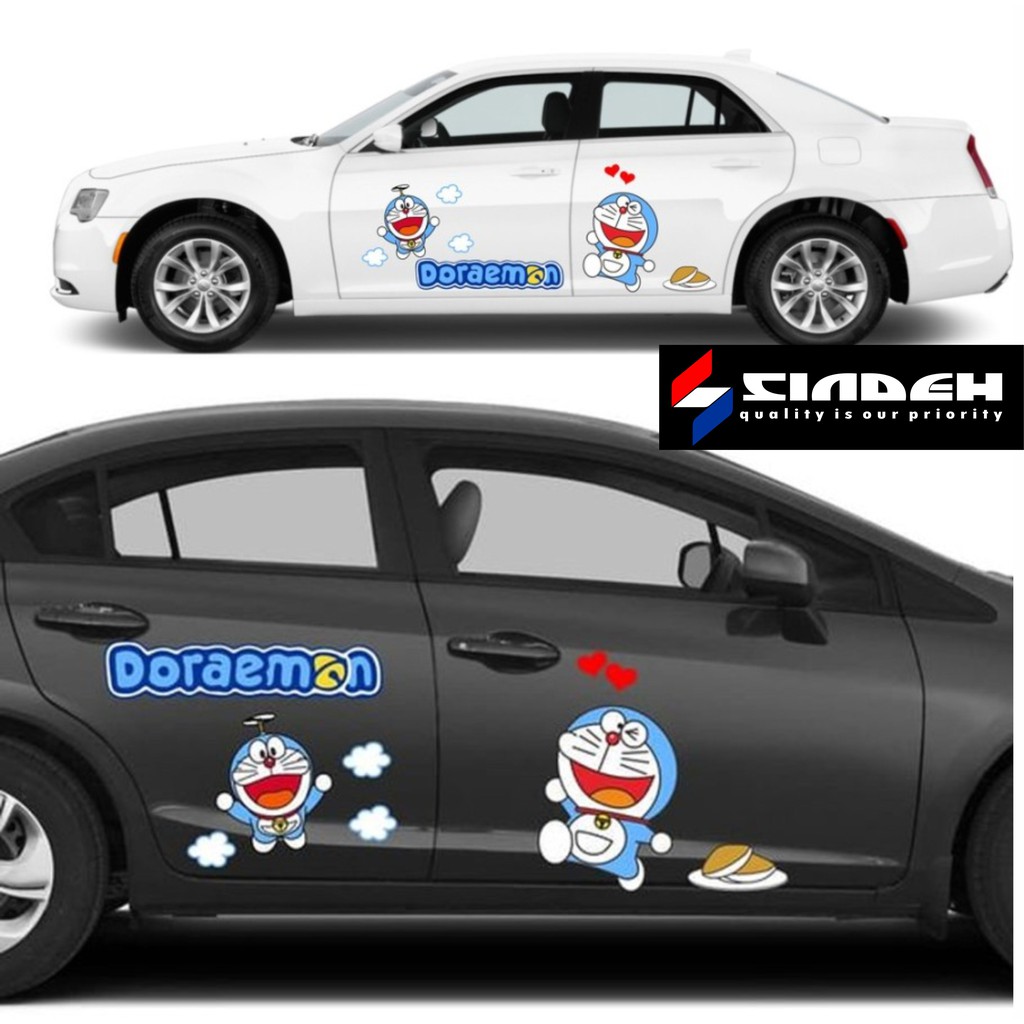 Jual stiker mobil doraemon lucu 1 set kanan kiri cutting sticker mobil ...