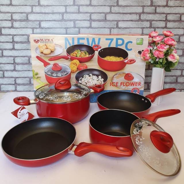 Jual SUPRA COOKWARE SET 7PCS PREMIUM MERAH PM-7CS | Shopee Indonesia