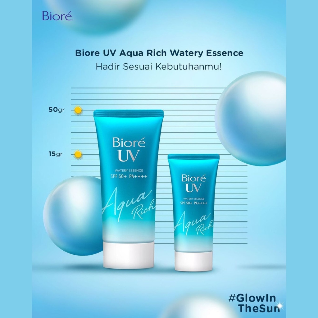Jual Biore UV Aqua Rich Watery Essence SPF 50 PA++++ | 15 g | 50 g | Shopee Indonesia