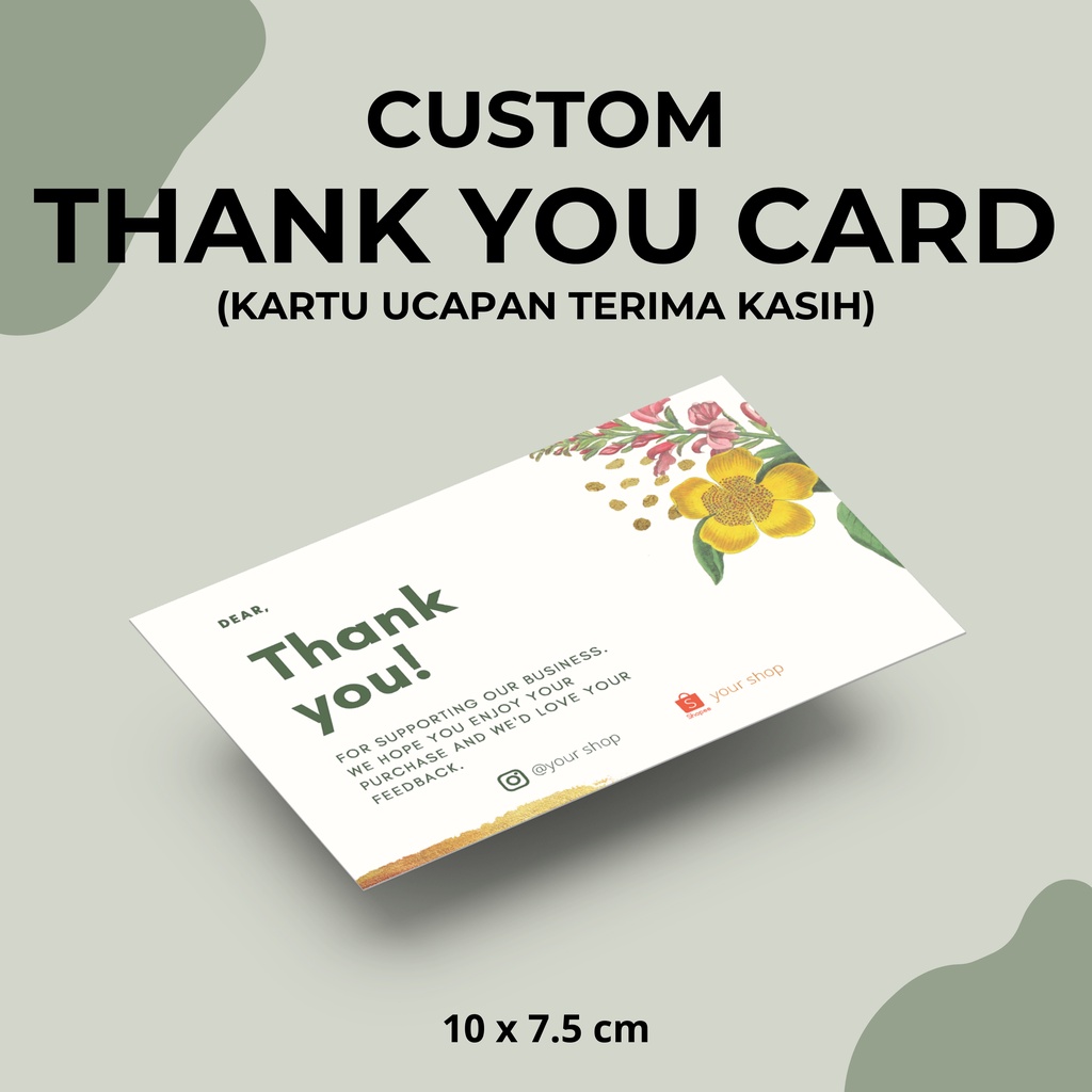 Jual (10x7.5) Cetak Custom Thank You Card Online Shop Murah | Shopee ...