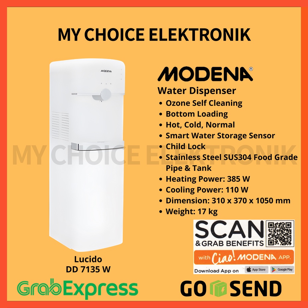 Jual MODENA Water Dispenser DD 7315 W - Lucido (Bottom Loading, Ozone ...