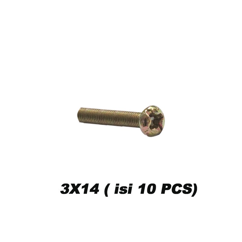 Jual EELIC BAT-M3X14 ISI 10 PCS Baut Bulat Untuk Pengunci Mesin Dan ...