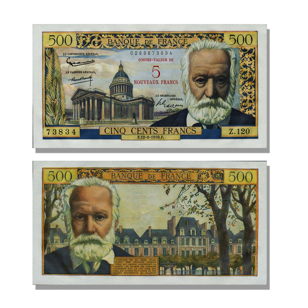 Jual Uang 500 Franc Perancis Lama tahun 1959 souvenir replika repro ...