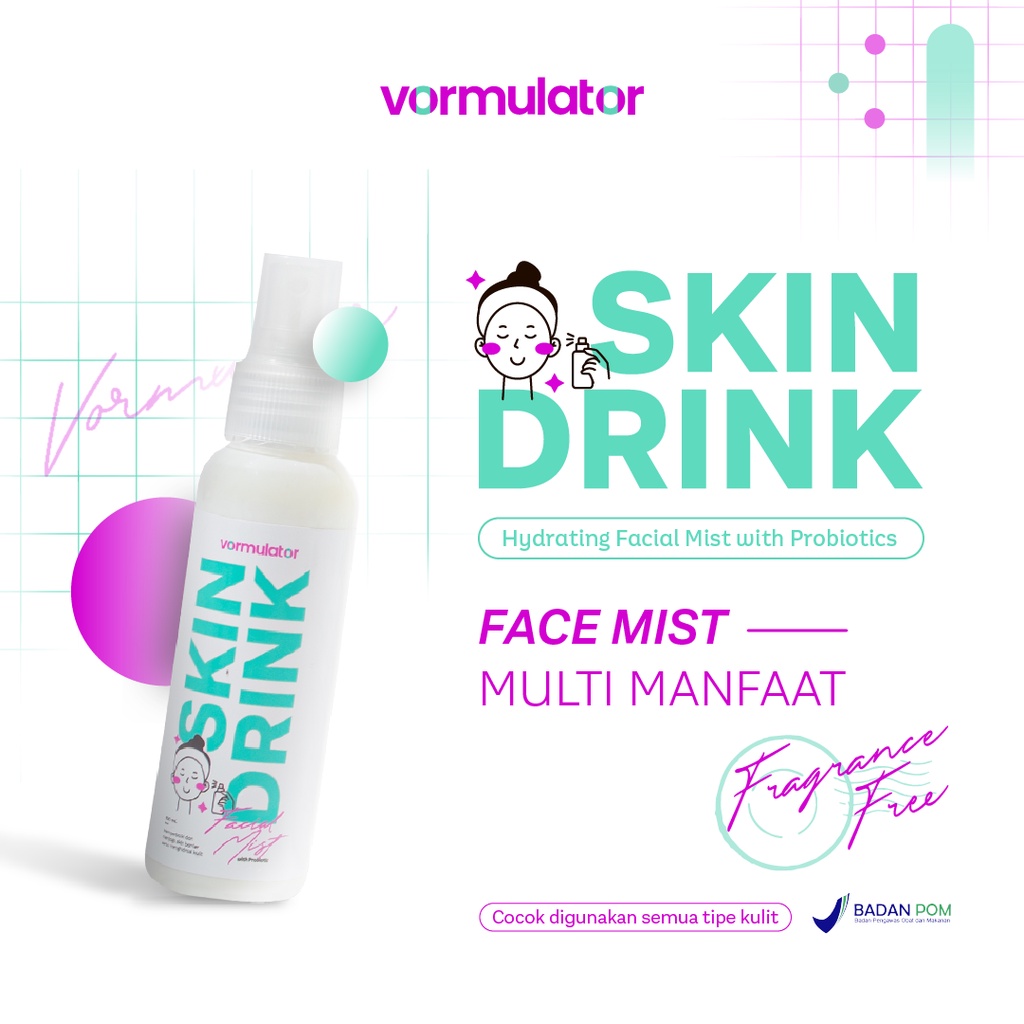 Jual VORMULATOR Skin Drink Hydrating Facial Mist with Probiotic 100mL ...
