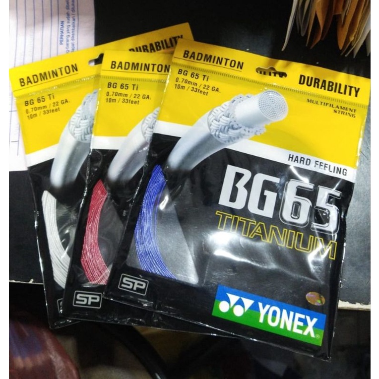Jual SENAR RAKET BADMINTON YONEX BG 65 TITANIUM ORIGINAL 100% | Shopee ...