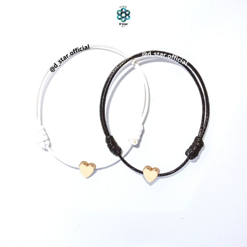 Jual gelang love gold / gelang tali hitam / gelang korea / gelang ...