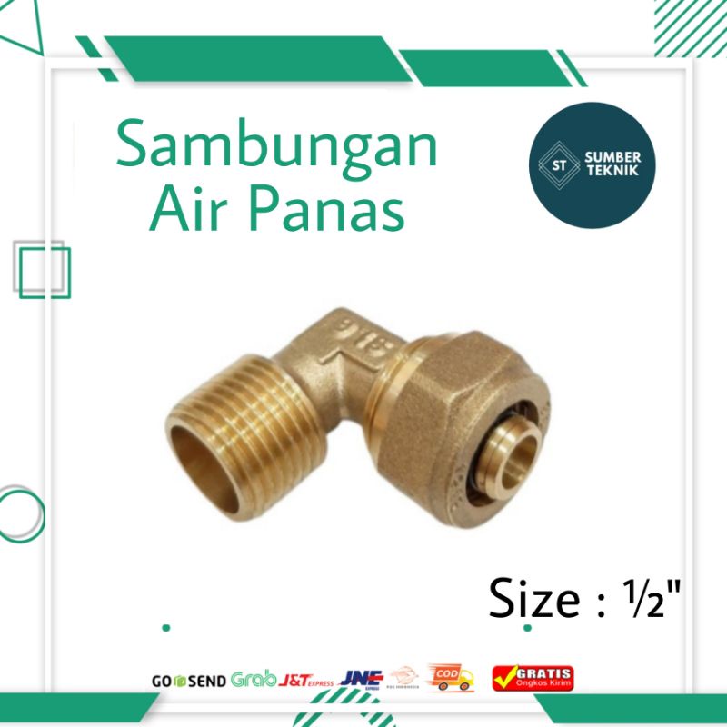 Jual Sambungan Pipa Air Panas Kuningan Elbow Knie Knee Drat Luar 1/2 Inch | Shopee Indonesia