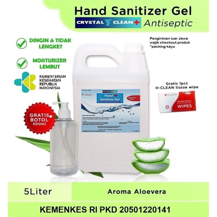 Jual Hand Sanitizer 5L GEL 70% Crystal Clean Refill Hand Gel | Shopee ...