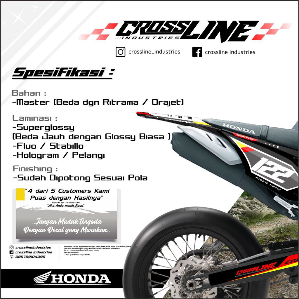 Jual Jual Decal Sticker CRF 150 supermoto merah Terbaru custom Keren ...