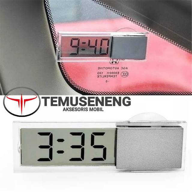 Jual Jam Digital Mobil Lcd Bening Transparan Acrylic Tempel Kaca Kecil ...