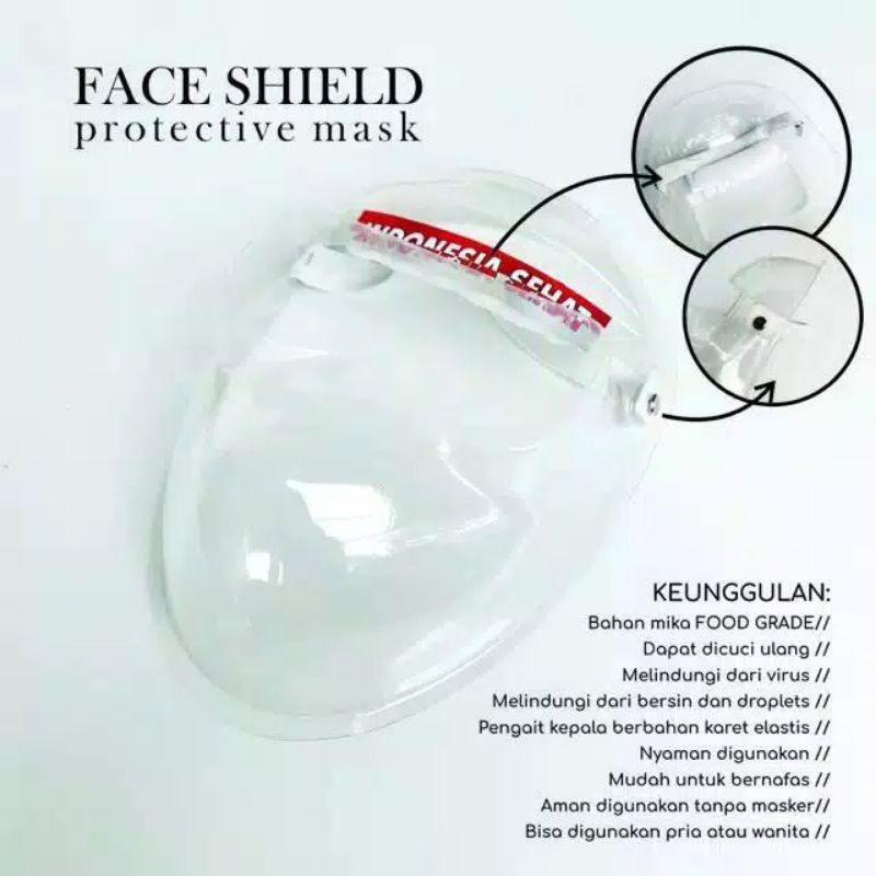 Jual 12PCS APD FACE SHIELD 3D BENTUK WAJAH INDONESIA SEHAT MASKER ...