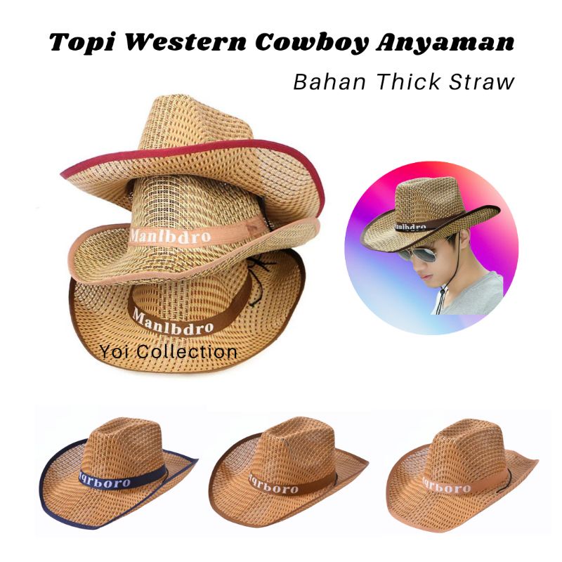 Jual Topi Western Cowboy Anyaman Topi Pria Outdoor | Shopee Indonesia
