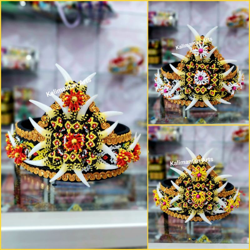 Jual Topi Taring /Hiasan Kepala Manik / Mahkota Manik Dayak Kalimantan ...