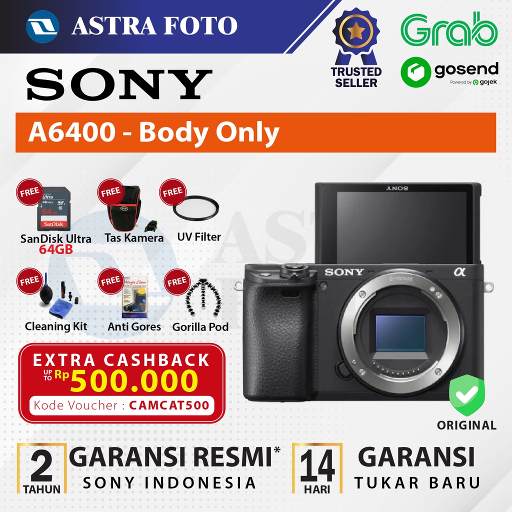 Jual Sony Alpha A6400 Body Only - Sony A6400 Body Paket Lengkap ...