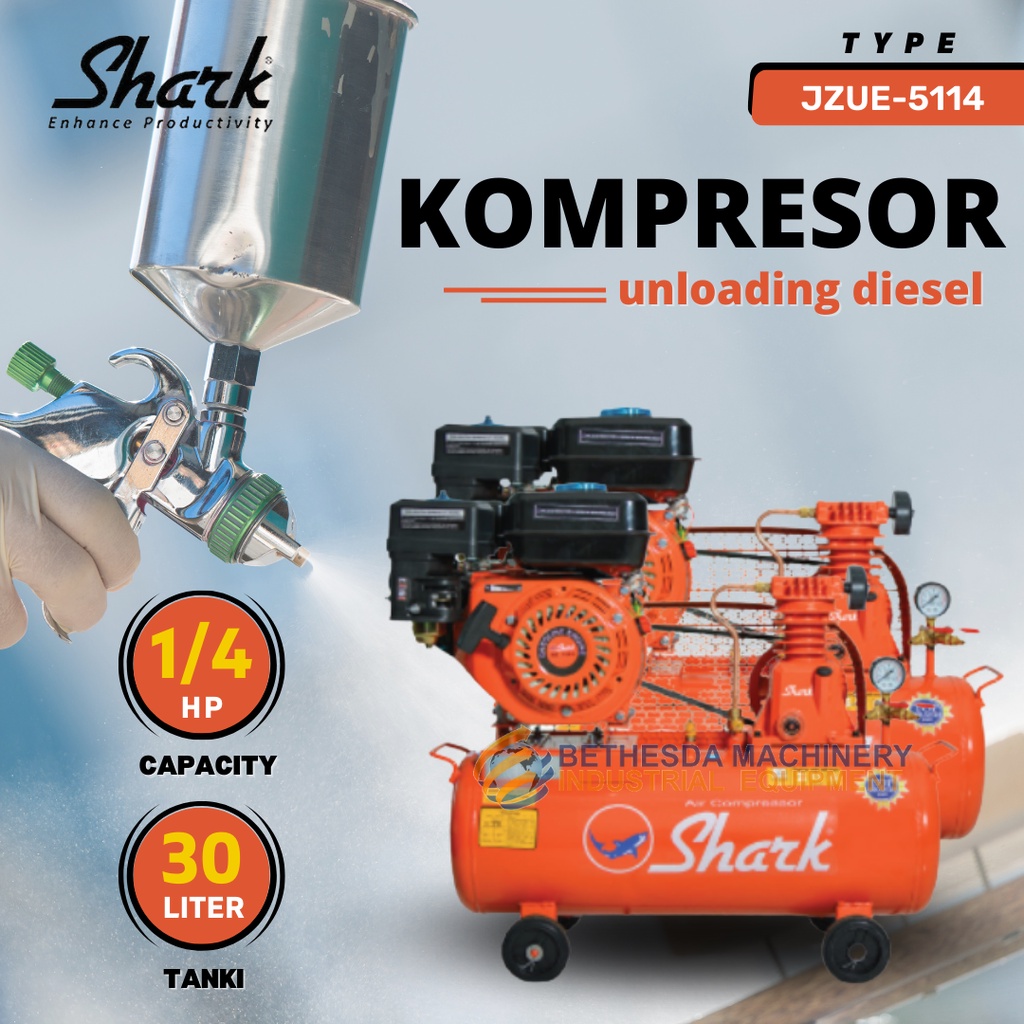 Jual Kompresor Angin SHARK 1 per 4 HP engine / Air Compressor 1/2HP ...