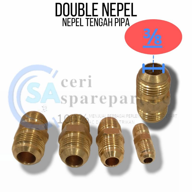 Jual Double nepel tengah 3/8 dobel nepel 3/8 inch | Shopee Indonesia