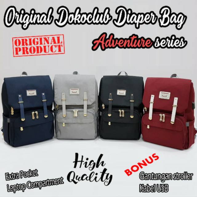Jual ORIGINAL DIAPER BAG DOKOCLUB (DIAPER BAG MULTIFUNGSI ADVENTURE SERIES) | Shopee Indonesia
