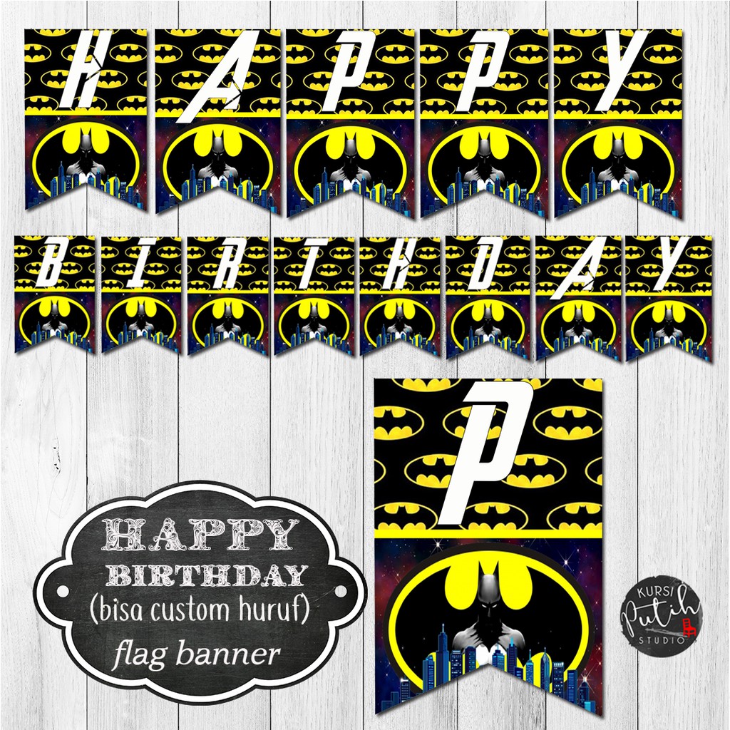 Jual Flag banner Bendera bisa custom huruf birthday tema batman ...