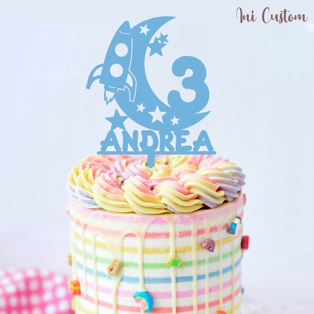 Jual Topper kue ultah , cake topper ulang tahun akrilik custom nama ...