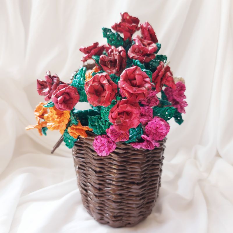 Jual Handcraft - Bunga dalam keranjang Anyaman Kertas K15621BB , bisa ...