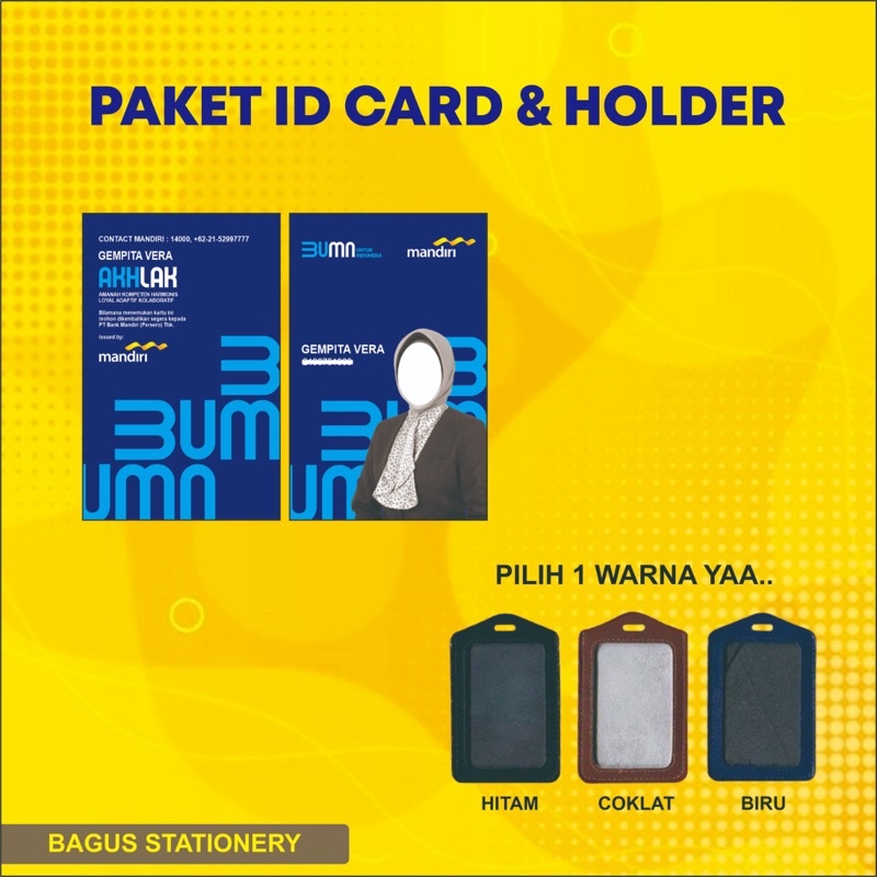 Jual Cetak ID CARD bumn tali Lanyard Print Custom Satuan Nama tag kartu ...