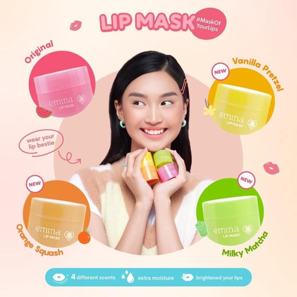 Jual Emina Lip Mask Original | Matcha | Orange | Vanilla | Shopee Indonesia