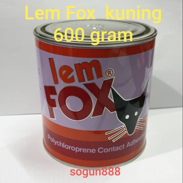 Jual Lem Fox kuning 600 gram. Lem kayu,karet,kertas,kulit,plastik ...