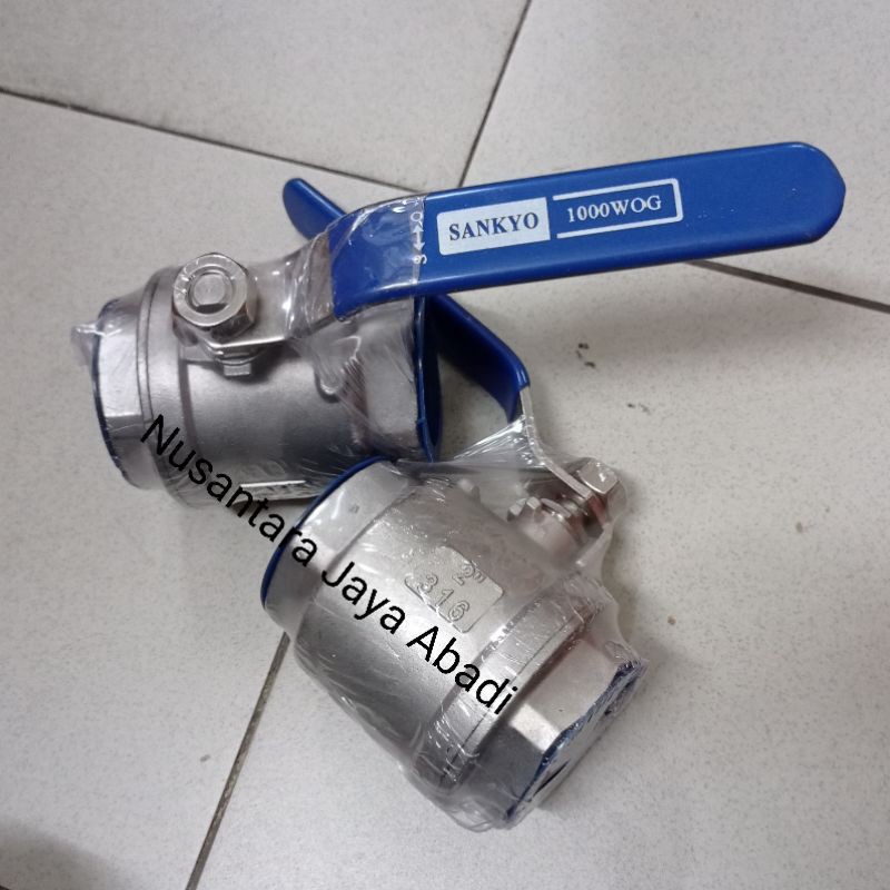 Jual Ball Valve Stop Kran Sankyo Stainless 316 Drat 2 " inchi DN 50 Fullbore Model 2pc | Shopee ...