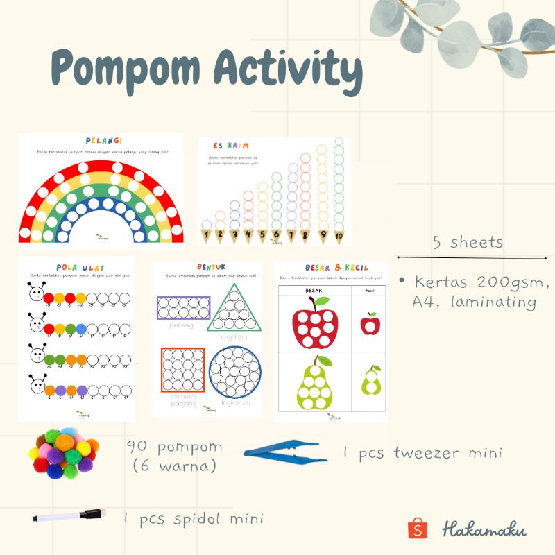 Jual POMPOM ACTIVITY/ PRA-MATEMATIKA / SENSORY PLAY /MONTESSORI TOY ...