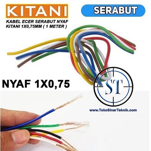 Jual Kabel NYAF KITANI 1 X 0.75mm @1Meter / Cable Audio Listrik Serabut Nyaf Nya 0.75mm 1x0.75mm ...