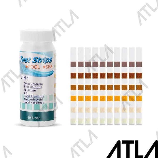 Jual Test Strips 6 in 1 Swimming Pool SPA Water Kertas Tester Paper ...