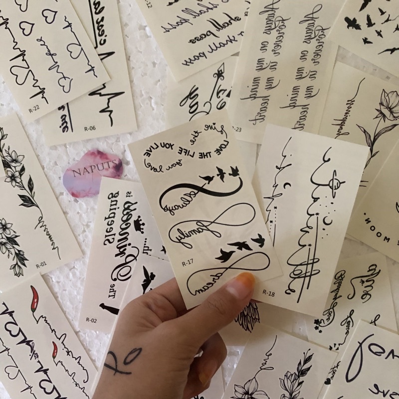 Jual Tatto temporer Tulisan aesthetic1| tato temporary kecil tulisan ...