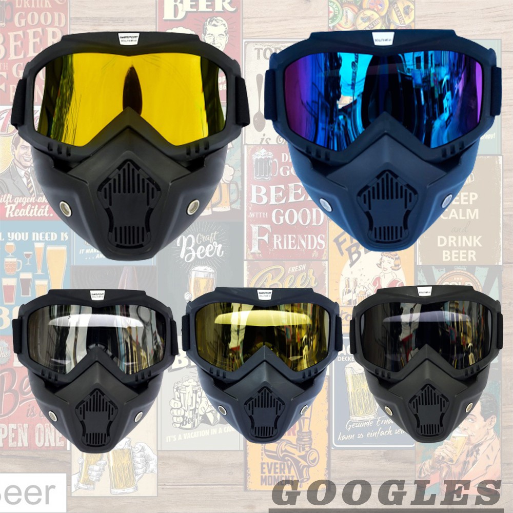 Jual Goggles Kacamata + Masker Full Face Helem Google Mask Helm Gun Ski ...