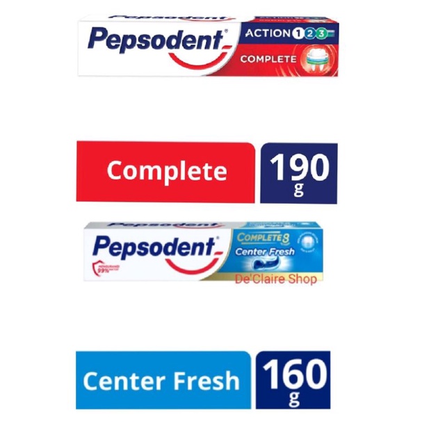 Jual Pepsodent Complete 8 Center Fresh 160gr & Whitening / Action ...