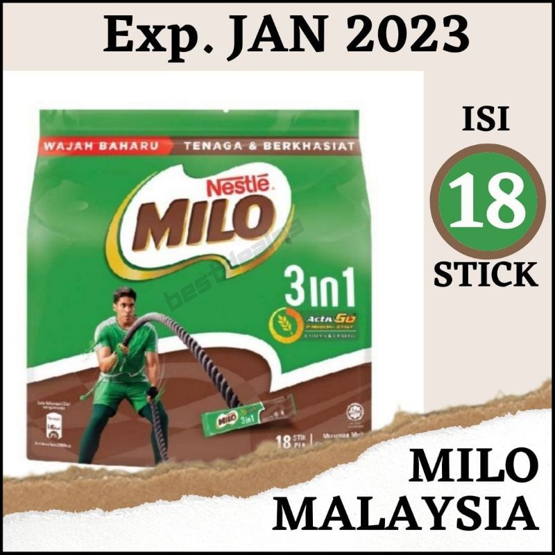 Jual MILO 3 in 1 Activ-Go Malaysia (18 sachet) | Shopee Indonesia