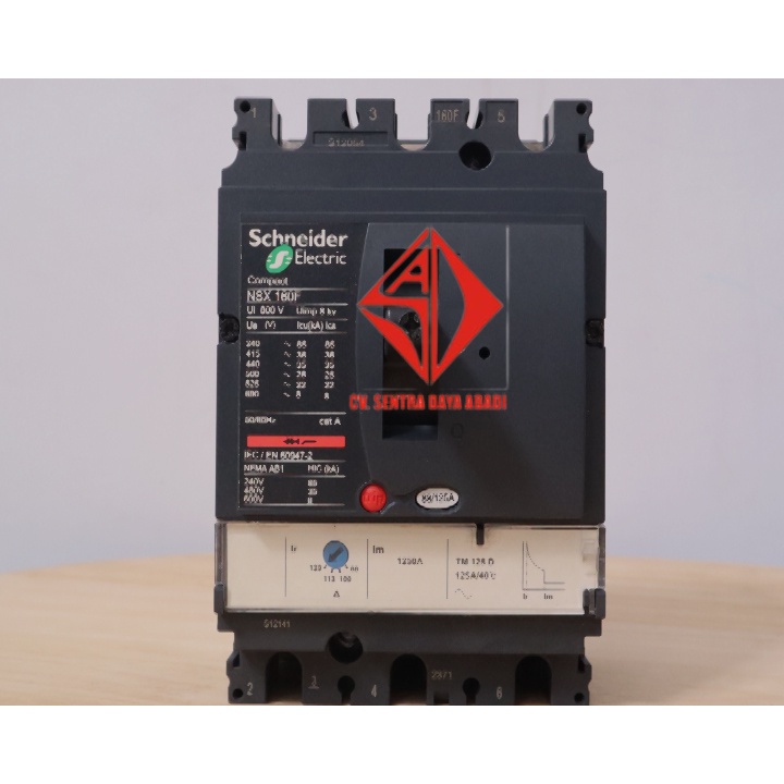 Jual SCHNEIDER MCCB NSX160F 3P 125A TM 125 D LV430631 | Shopee Indonesia