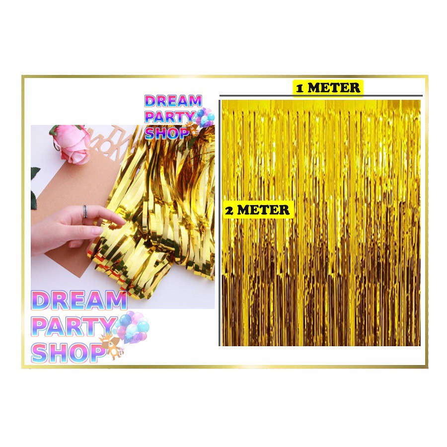 Jual Tirai Foil Biru Merah Silver Gold Backdrop Ulang Tahun/ Tirai ...