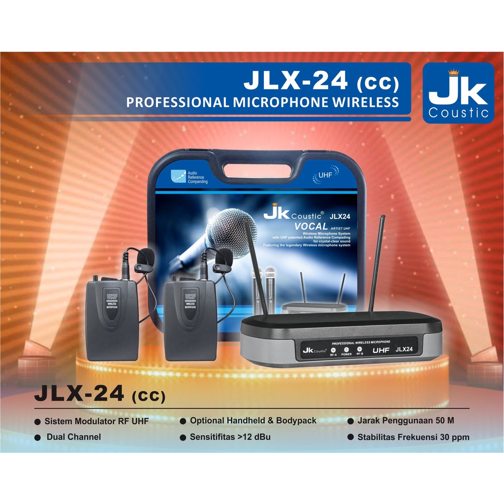 Jual Microphone Wireless JLX 24 CC JK Coustic Mic JLX 24 Clip On ...