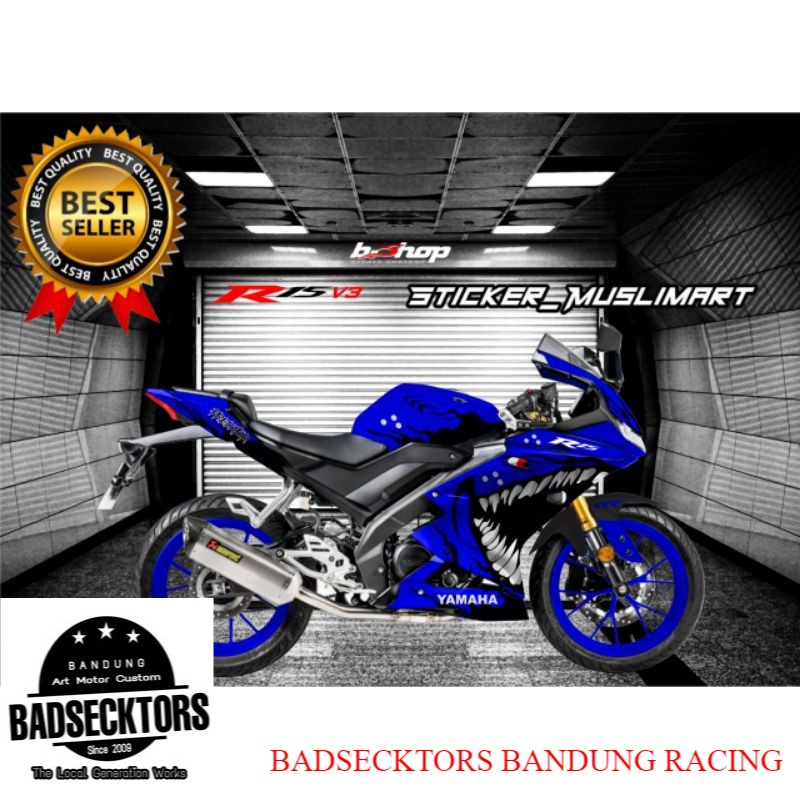 Jual Decal R15 v3 motif sharks variasi Full body merah biru abu keren ...