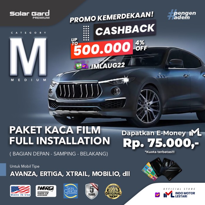 Jual Kaca Film Full Set Solar Gard Premium Black Phantom Kategori ...