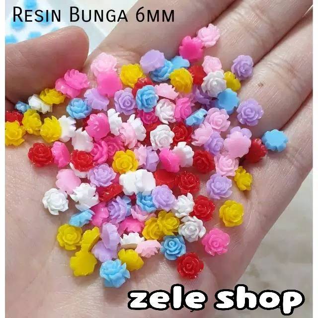 Jual RESIN BUNGA WARNA UKURAN 6mm / Aksesoris Nail Art / Hiasan kuku ...