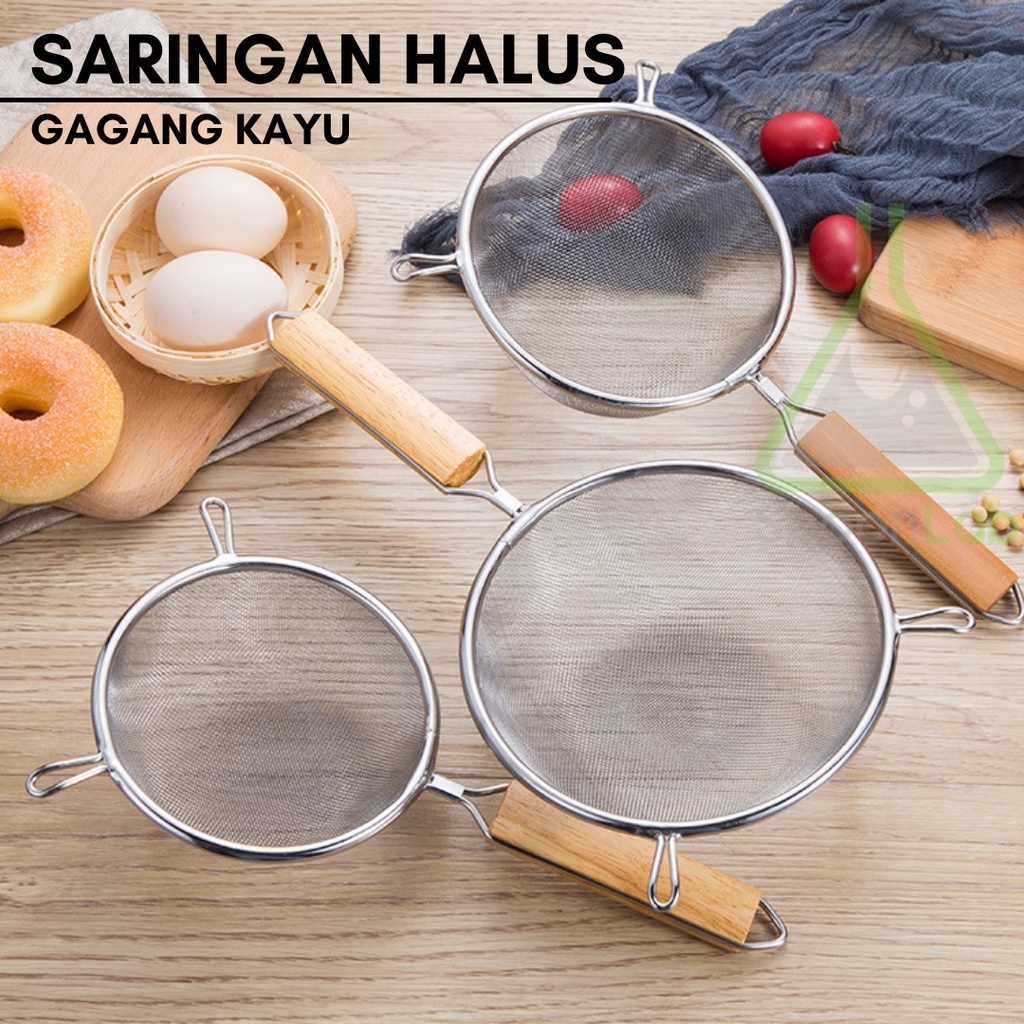 Jual Saringan Halus Gagang Kayu Pegangan Kayu Stainless Tebal Ayak ...